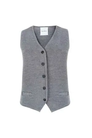 SALANIDA Galante Knitted Merino Wool Waistcoat - Grey