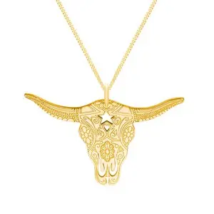 CARTERGORE Medium Texas Longhorn Pendant Necklace - Gold