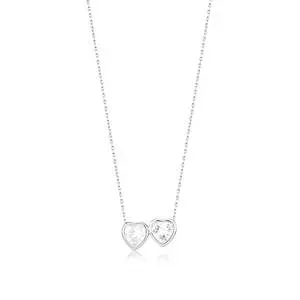 SHYMI Two Stone Heart Shaped Pendant Necklace