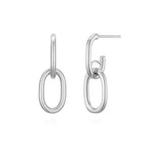 Côté Caché Oval Chain Link Drop Earrings - Silver