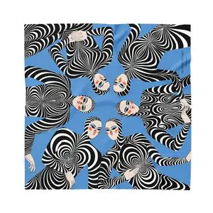 MOMME STUDIO Entrancing Individuals Beach Silk Scarf - Blue