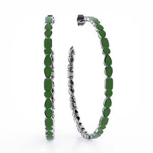 LINDA FIORE Adeline Mint Enamel Hoops Earrings Sterling Silver - Green