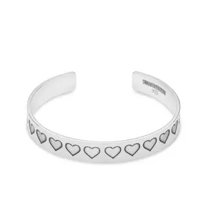 CARTERGORE Sterling Etched Hearts Bangle Large Size - Silver