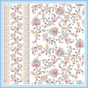 JESSIE ZHAO NEW YORK Blue / White Baroque Blossom Double Sided Silk Scarf - Blue/white