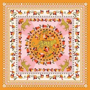 JESSIE ZHAO NEW YORK Double Sided Silk Scarf Of Tropical Love - Orange