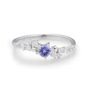 AZURA JEWELRY NEW YORK Stardust Tanzanite Ring White Gold Vermeil - Silver