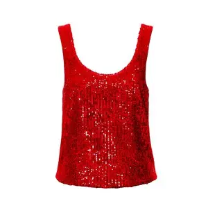 AGGI BY HALEWSKI Raya Brilliank Ruby Sequin Tank Top - Red