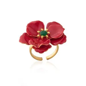 MILOU JEWELRY Viola Flower Adjustable Ring - Red