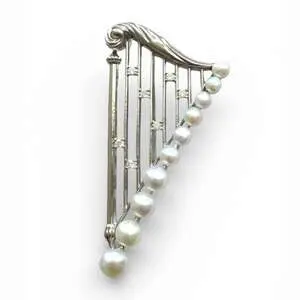 NINEMOO Harp Of Lumière Pearl Brooch - Silver