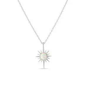 SPERO LONDON White Opal Northernstar Sterling Pendant Necklace - Silver