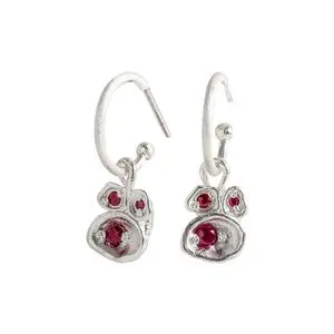 CLAIRE HILL DESIGNS Ruby Lichen Hoop Earrings - Silver