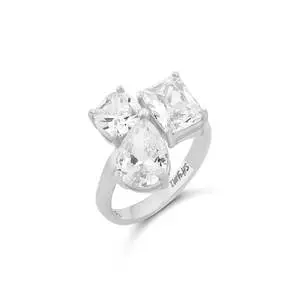 SHYMI Three Stone Cocktail Ring - Silver