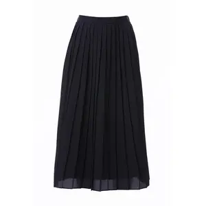 CARLOSLINES Pleated Midi Skirt In Solid