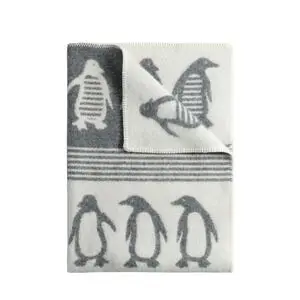 J.J.Textile Penguin Small Wool Blanket - Grey