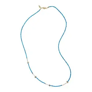 FARRA Natural Turquoise Minimalist Long Necklace - Blue