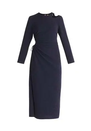 PAISIE Sparkly Cut Out Midi Dress - Blue