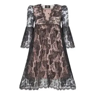 LISA THE LABEL Le Jardin Short Butterfly Dahlia Dress - Black
