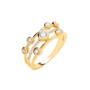 AUGUSTINE JEWELS Delicate Triple-tiered Round Shaped Diamond Ring Bezel Set - Gold