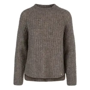 TIRILLM Anna" Rib Knitted Pullover Melange - Brown