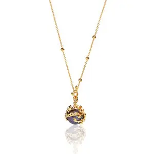 KASUN LONDON Entwined Dark Peacock Pearl Necklace – Gold - Yellow