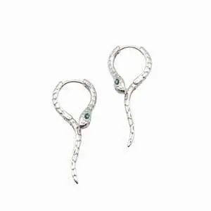 MISS CECILIA Snake Hoops - Silver