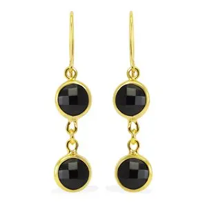 VINTOUCH ITALY Black / Gold Brio Onyx Earrings - Black/gold