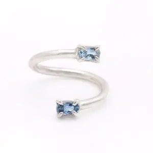 GABRIELLA ALICIA Aquamarine Silver Wrap Toi Et Moi Ring - Blue