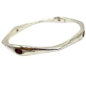 AMY DELSON JEWELRY Red / Silver Brooke Red Garnet Four Stone Sterling Silver Bangle Bracelet - Red/silver