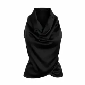 LUMINA ELIGMA Cascade Silk Cowl Top - Black