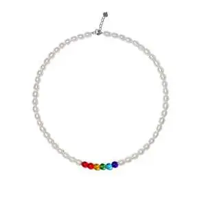 EVERY WAVE Nestled In Rainbow Beaded Pearl Necklace - Gray
