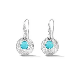 DOWER & HALL Hammered Disc & Turquoise Array Earrings - Silver