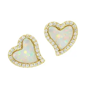 KAMARIA Amore Heart Stud Earrings Opal - White
