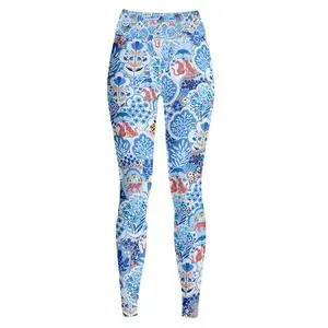 JESSIE ZHAO NEW YORK High Waist Yoga Leggings In Jungle - Blue
