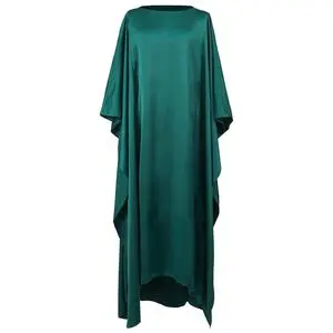 SMART AND JOY Long Kaftan Satin Dress - Green