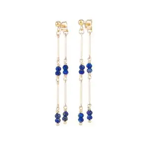 INARI JEWELLERY Bamboo Vine Earrings Lapis Lazuli - Blue