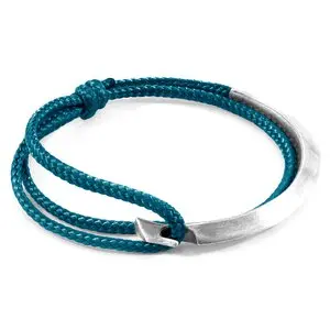 ANCHOR & CREW Ocean Hove Silver & Rope Bracelet - Blue