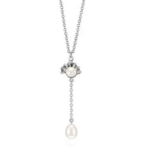 UNALOE Sterling Silver Shell Pendant Necklace With Pearls - Silver/white