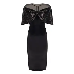 MADEBYZA Velvet Bowed Evening Dress - Black