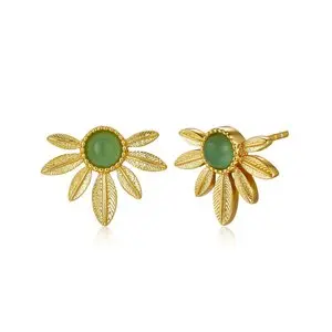 JANUS EDINBURGH Uraeus Leafy Stud Earrings - Gold