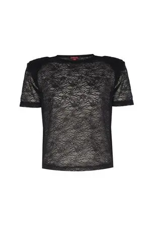 NO'DESIGN Vera Structured Shoulder Lace T-shirt - Black