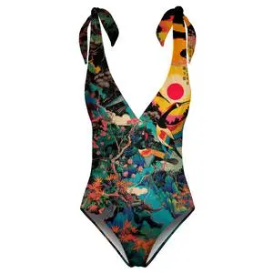 ALOHA FROM DEER Neutrals Japanese Heron One Piece Swimsuit - Green
