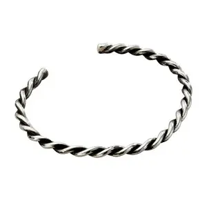 POSH TOTTY DESIGNS Silver / Black Twisted Oxidised Sterling Silver Cuff - Silver/black