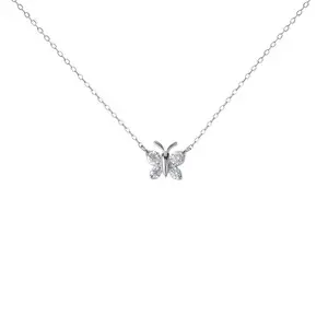 BLOOMTINE | EARTH ANGEL HQ Sterling Butterfly Necklace With Moissanite - Silver