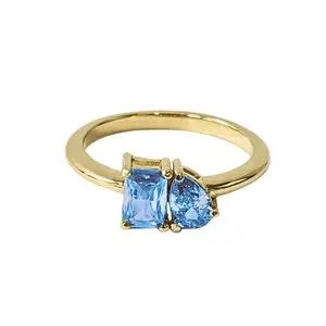 BELINDA JEWELZ Toi Et Moi Topaz Birthstone Ring - Blue