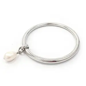 BIKO Pearl Drop Bangle - Silver
