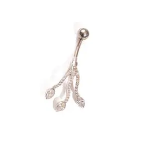 EBRU JEWELRY Triple Drop Diamond Sterling Belly Piercing - Silver