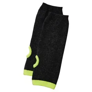 COVE Cashmere Wrist Warmers Charcoal & Neon Yellow - Grey