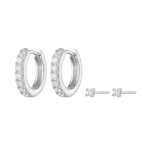 SCREAM PRETTY 18ct Plated Sterling Huggie And Stud Earring Set With Cubic Zirconia