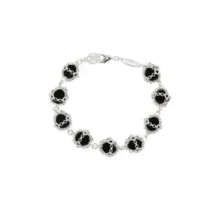 MHART Caged Onyx Gemstone Bracelet In Silver - Black