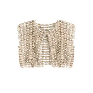 Saachi Floral Shell Pearl Linen Capelet - Gold
